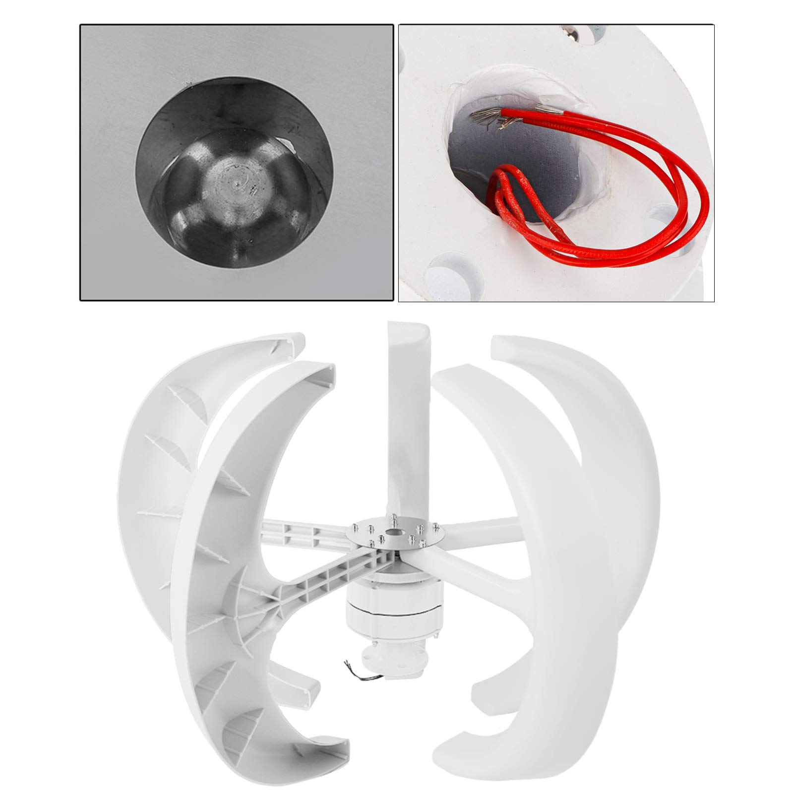 Wind Turbine, 600W DC12V Vertical Wind Generator 5 Blades Wind Turbine Generator Kit Electricity Producer Equipment for Hybrid Wind Solar System, White