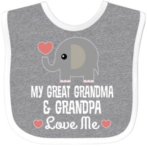 inktastic my great grandma and great grandpa love me baby bib heather and white 3ede8