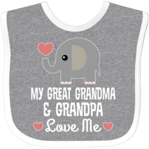 inktastic My Great Grandma and Great Grandpa Love Me Baby Bib Heather and White 3ede8