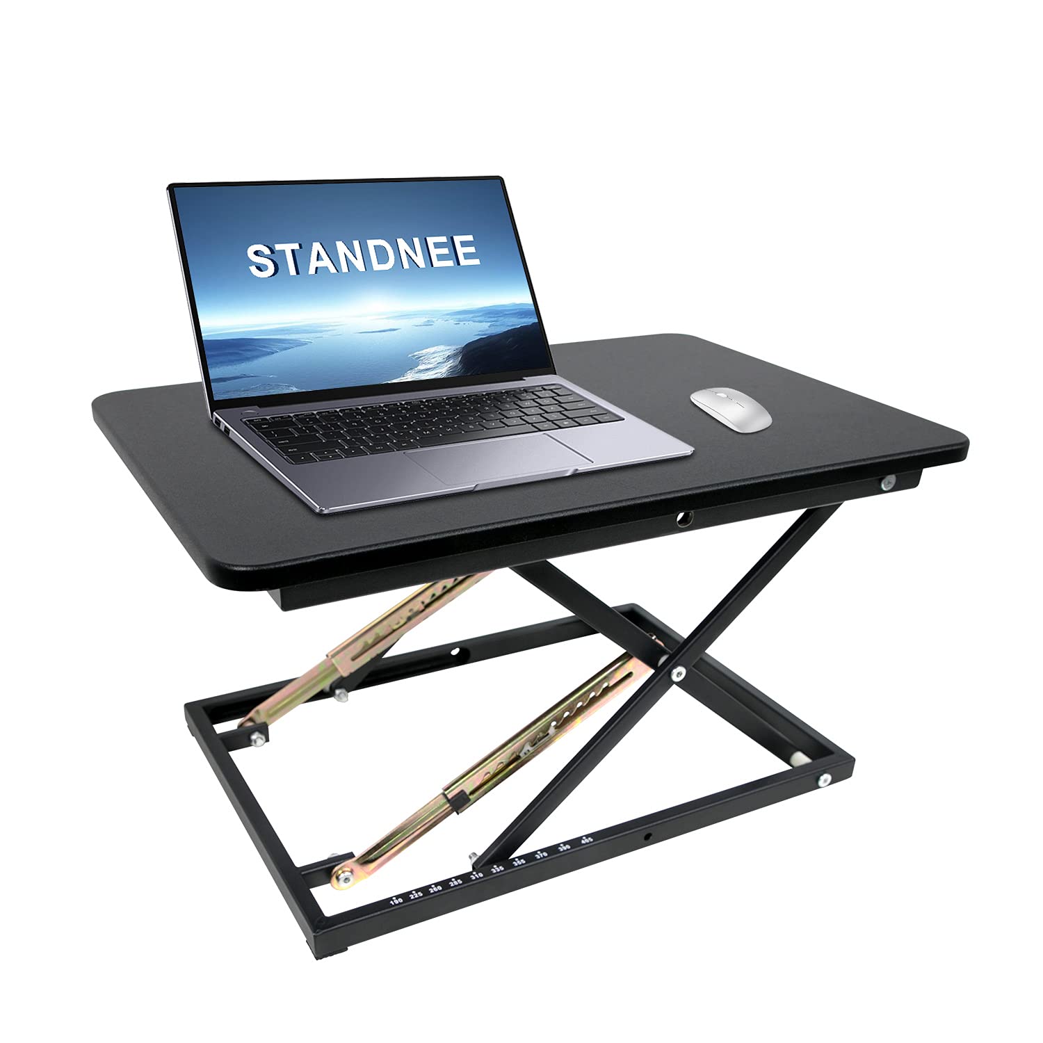 STANDNEE Standing Desk Converter Height Adjustable Stand Up Desk Riser - Supports 300 lbs, Fully Assembled Monitor/Laptop Riser Workstation, Black.