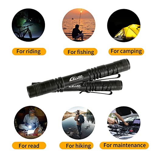 kemaily Handheld Pen Flashlight 150 Lumens Lamp Clip Mini Pen Light Small Pocket Penlight(2 Short)