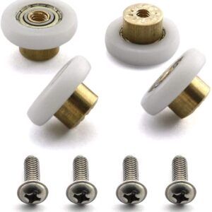 Shower Door Rollers Metal Alloy Wheels for The Bathroom Pan Glass Sliding Door Pulleys Replacement Parts Strong Load-Bearing Capacity Ultra-Quiet (Option A, Dia 19MM)