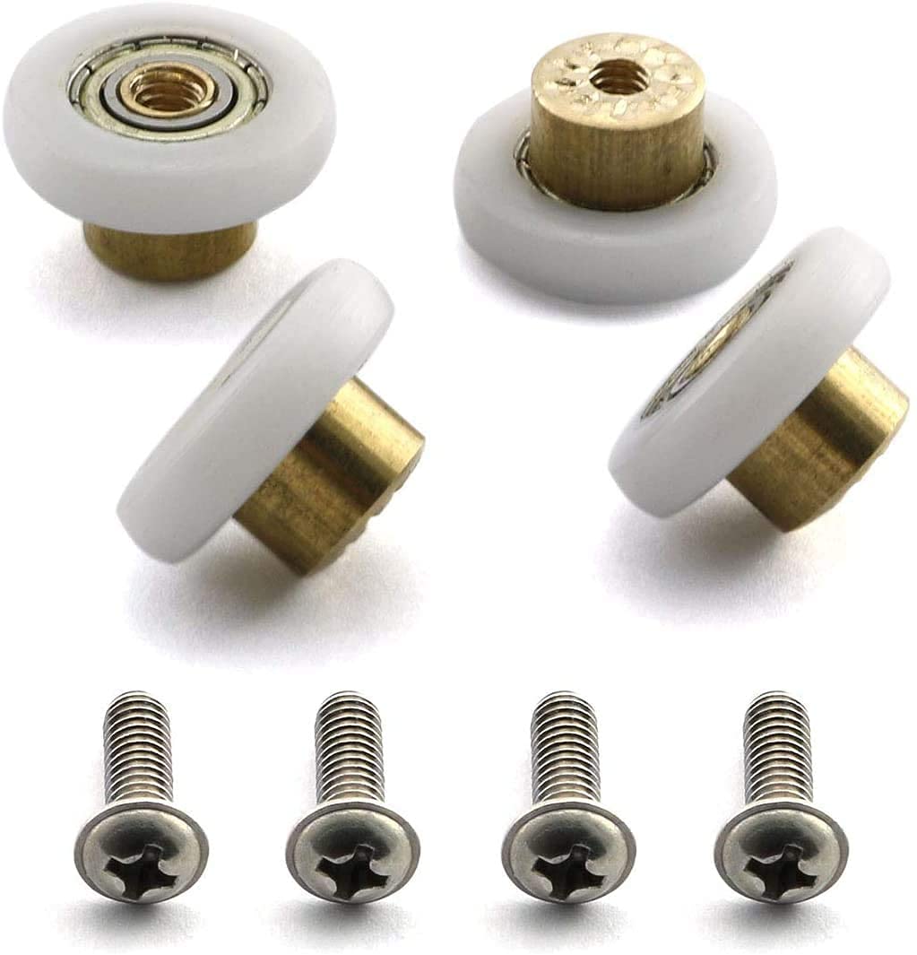 Shower Door Rollers Metal Alloy Wheels for The Bathroom Pan Glass Sliding Door Pulleys Replacement Parts Strong Load-Bearing Capacity Ultra-Quiet (Option A, Dia 19MM)