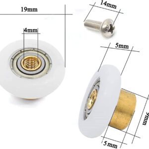 Shower Door Rollers Metal Alloy Wheels for The Bathroom Pan Glass Sliding Door Pulleys Replacement Parts Strong Load-Bearing Capacity Ultra-Quiet (Option A, Dia 19MM)