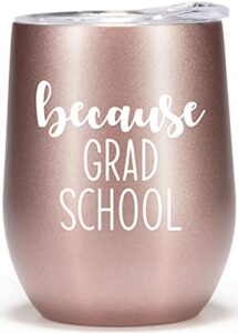 rock & llama grad school gifts 12oz tumbler cup wine glass gifts for grad students phd graduation gifts for women graduate degree masters school acceptance gift grad student mug