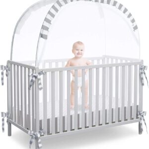 Baby Safety Pop up Crib Tent | Premium Crib Net to Keep Baby from Climbing Out | Upgraded Mesh Fabric | Protect Your Baby from Falls | Unisex Infant Crib Tent Net