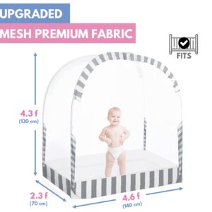 Baby Safety Pop up Crib Tent | Premium Crib Net to Keep Baby from Climbing Out | Upgraded Mesh Fabric | Protect Your Baby from Falls | Unisex Infant Crib Tent Net