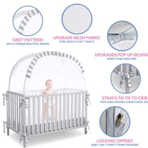 Baby Safety Pop up Crib Tent | Premium Crib Net to Keep Baby from Climbing Out | Upgraded Mesh Fabric | Protect Your Baby from Falls | Unisex Infant Crib Tent Net