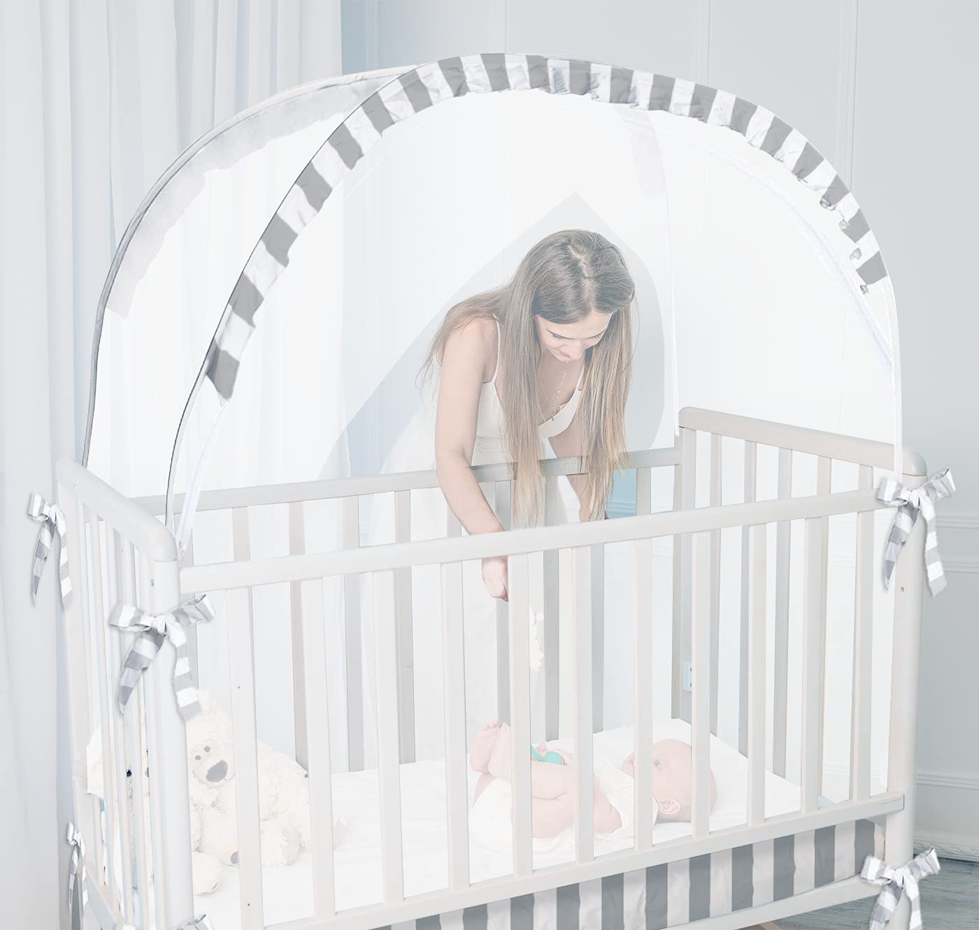 Baby Safety Pop up Crib Tent | Premium Crib Net to Keep Baby from Climbing Out | Upgraded Mesh Fabric | Protect Your Baby from Falls | Unisex Infant Crib Tent Net