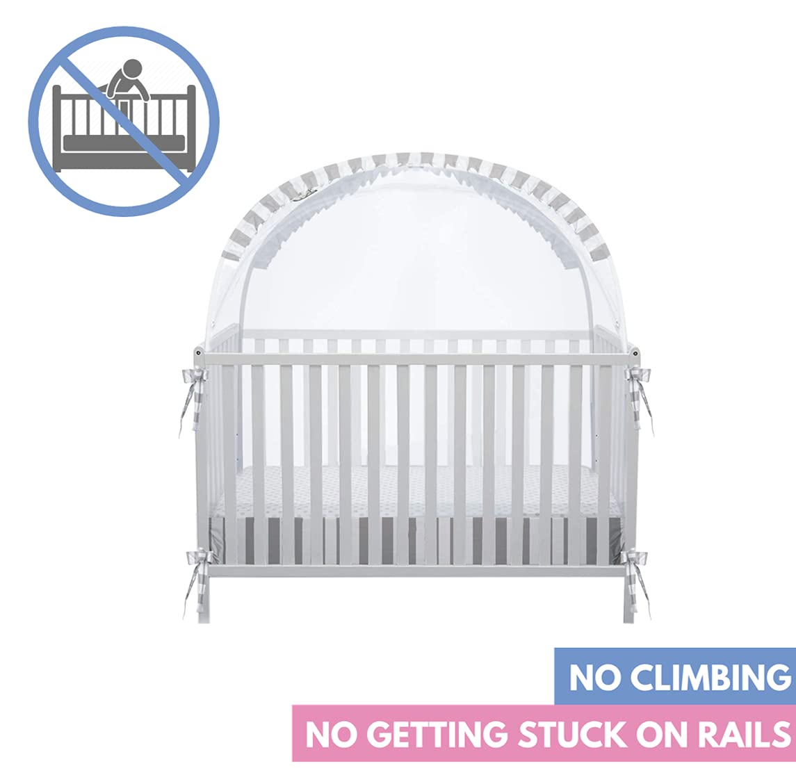 Baby Safety Pop up Crib Tent | Premium Crib Net to Keep Baby from Climbing Out | Upgraded Mesh Fabric | Protect Your Baby from Falls | Unisex Infant Crib Tent Net