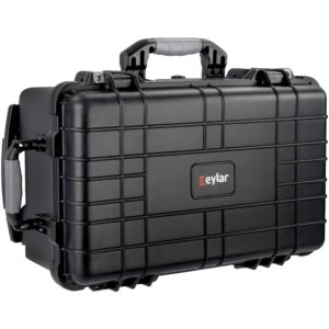 eylar 22" carry-on travel roller gear, camera, tools, equipment hard case waterproof w/foam black