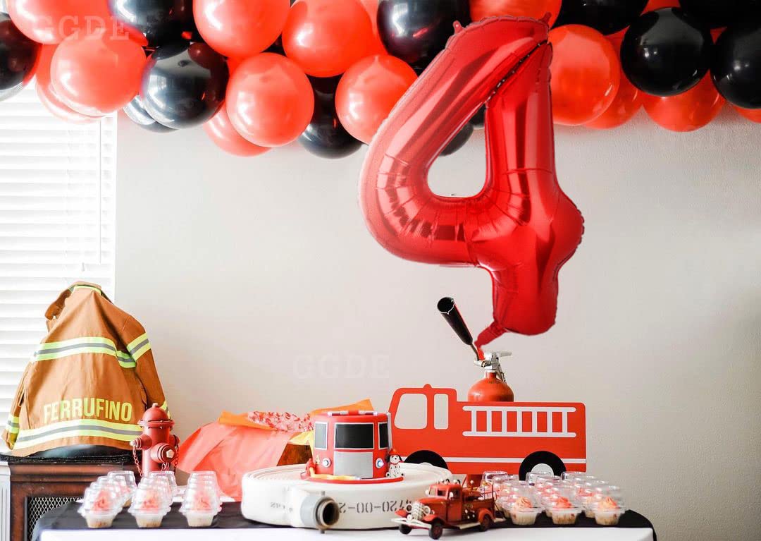 40 Inch 4 Red Number Balloons Mylar Foil Helium Digital Balloons Baby Shower 4st Birthday Party Decor Supplies…