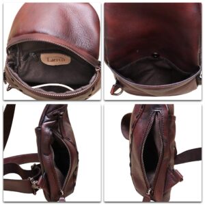 LRTO Genuine Leather Sling Bags Hiking Backpacks Fanny Pack Vintage Handmade Crossbody Chest Daypack Shoulder Bag (Coffee)