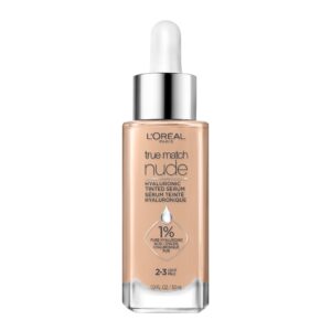 l'oreal paris true match nude hyaluronic tinted serum foundation with 1% hyaluronic acid, light 2-3, 1 fl. oz.