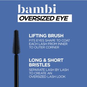 L'Oreal Paris Bambi Eye Mascara, Lasting Volume, Length & Lift, Doe-Eye Definition, No Clumping or Smudging, Washable, Intense Black, 0.28 fl. oz.