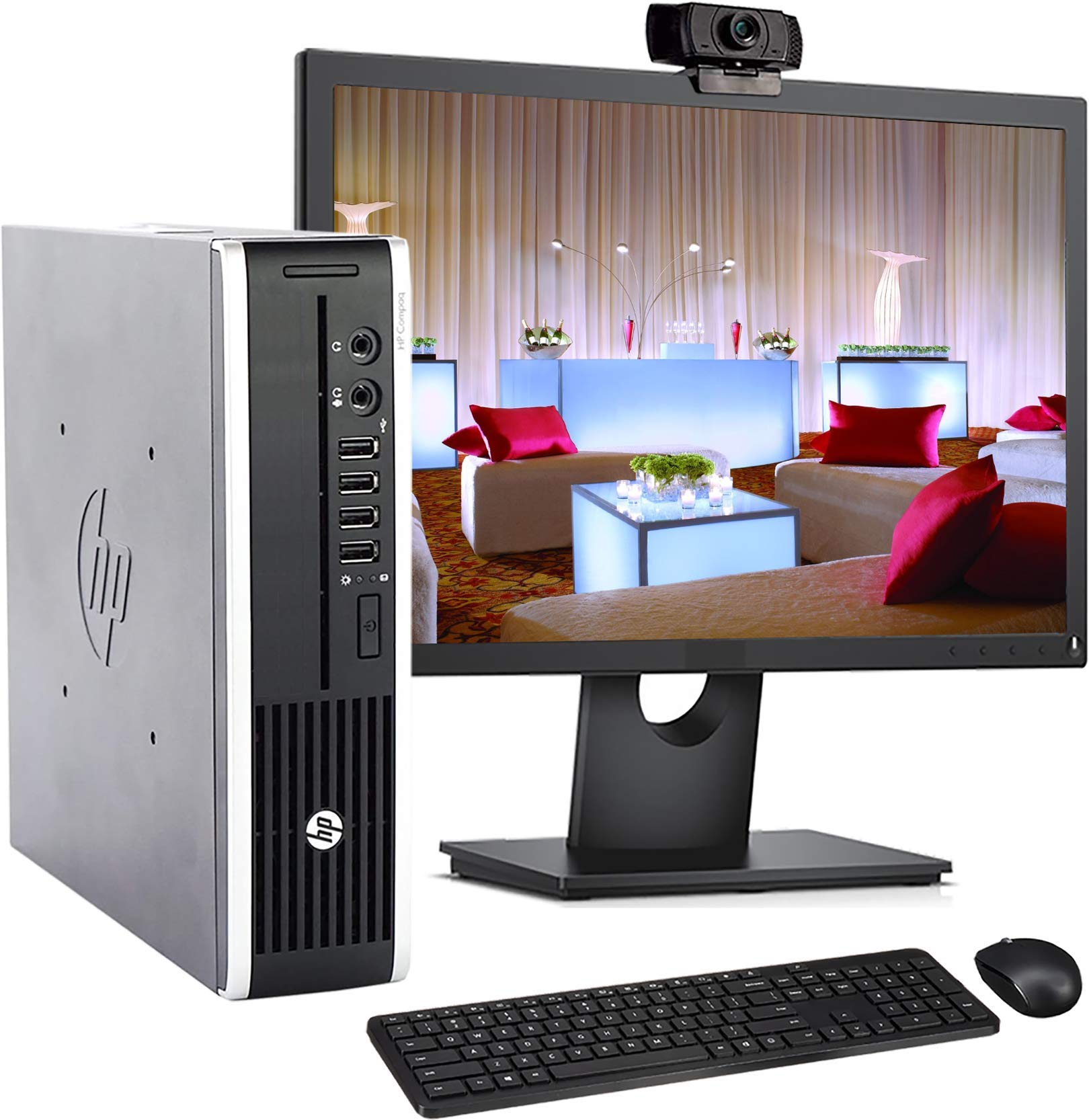 HP 8200 USFF Computer Desktop PC, Intel Core i5 3.1GHz Processor, 8GB Ram, 320GB Hard Drive, WiFi | Bluetooth, 1080p Webcam, Wireless Keyboard & Mouse, 20 Inch Monitor, Windows 10 (Renewed)