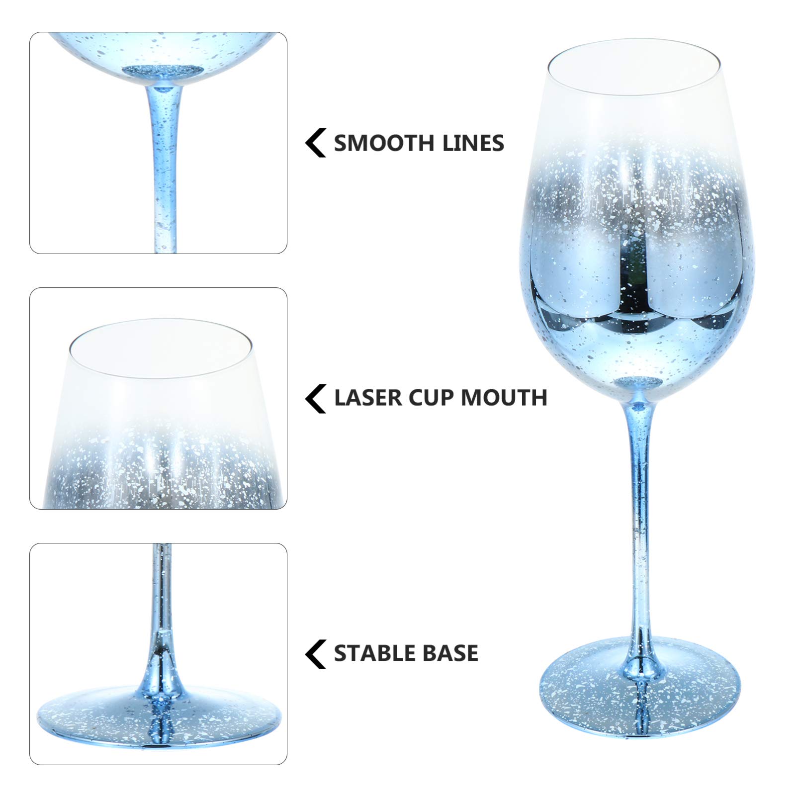 NUOBESTY Glass Wine Goblet Wine Flutes Starry Pattern Water Glasses Banquet Cocktail Cups Red Wine Goblets Drinking Cup for Bar Home Wedding Party Banque