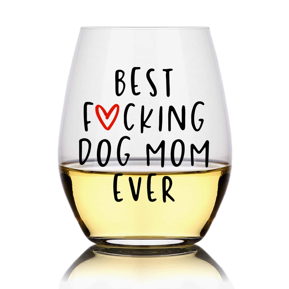 Perfectinsoy Best Dog Mom Ever Wine Glass, Dog Mom Gifts, Dog Lover Gifts for Women, Dog Owner, Dog Grandma, Dog Mom, Sisters, aunts, friends, colleagues, boss, neighbors, Pet Lover, Mothers Gifts