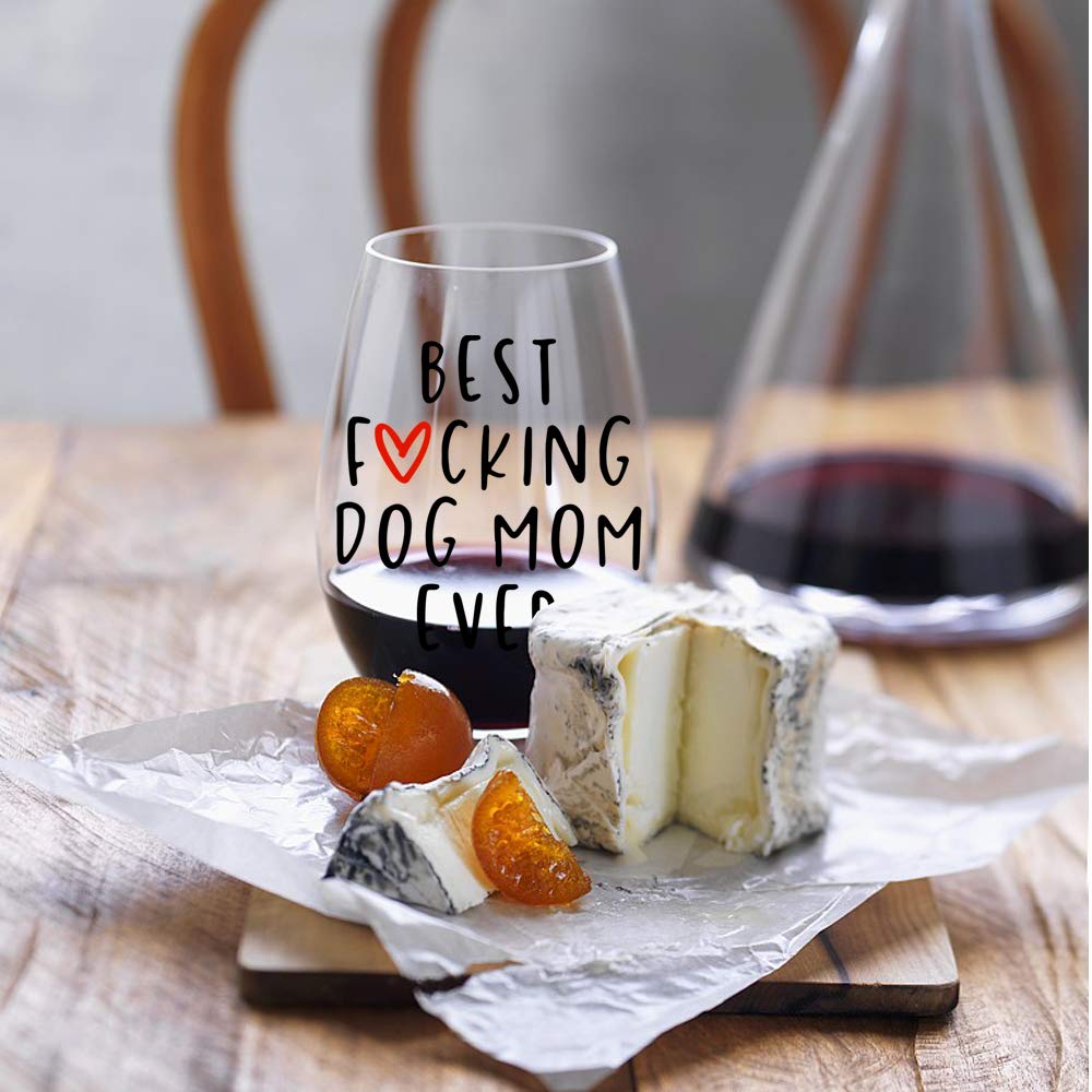 Perfectinsoy Best Dog Mom Ever Wine Glass, Dog Mom Gifts, Dog Lover Gifts for Women, Dog Owner, Dog Grandma, Dog Mom, Sisters, aunts, friends, colleagues, boss, neighbors, Pet Lover, Mothers Gifts