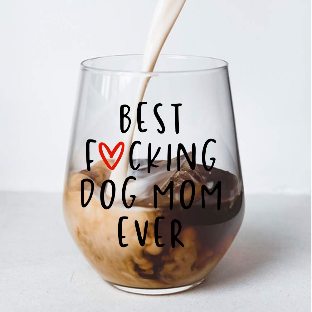 Perfectinsoy Best Dog Mom Ever Wine Glass, Dog Mom Gifts, Dog Lover Gifts for Women, Dog Owner, Dog Grandma, Dog Mom, Sisters, aunts, friends, colleagues, boss, neighbors, Pet Lover, Mothers Gifts