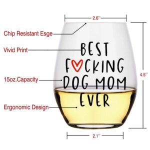 Perfectinsoy Best Dog Mom Ever Wine Glass, Dog Mom Gifts, Dog Lover Gifts for Women, Dog Owner, Dog Grandma, Dog Mom, Sisters, aunts, friends, colleagues, boss, neighbors, Pet Lover, Mothers Gifts