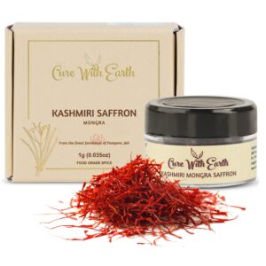 cwe pure organic kashmir saffron threads/kesar 1g | from the finest farmlands of pampore, j&k, india | tested and certified as grade a