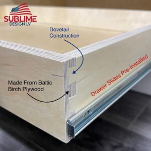 Sublime Design 19" Wide - Printer Pull Out Tray | Slide Out Shelves | Baltic Birch Wood Drawer for Cabinet Storage (Pull Out 32)