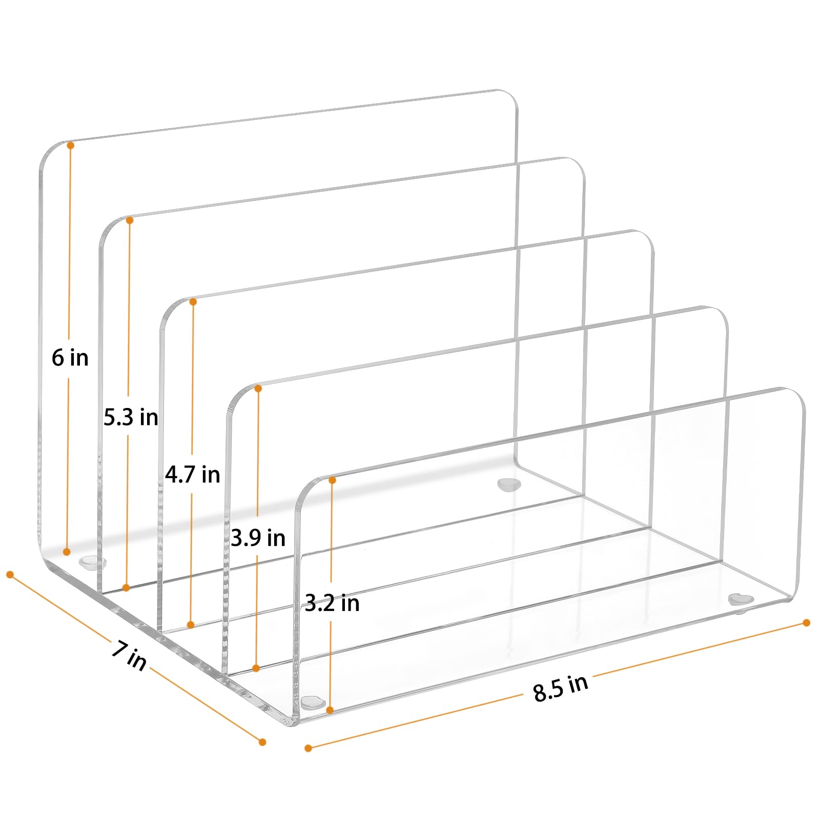 MaxGear Acrylic File Holder 4 Section, Acrylic File Organizer for Desk File Folder Holder File Sorter Vertical Acrylic Desk Organizer for Letter, Document, Notebook, Clear