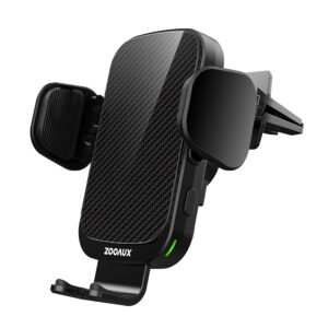 zooaux wireless car charger vent mount, 15w fast charging auto-clamping car mount, air vent car phone holder for iphone 15/15 pro/14/13 pro/xs/xr/x/8,samsung s24/s23/22/s21/s10 (black)