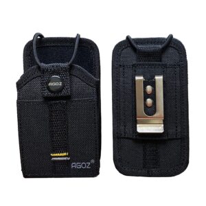 agoz carrying case for motorola t460, motorola sl300,sl7550e sl7550,sl7580 sl7580e,sl7590 sl7590e t100 t200 t600 t800 two way radio walkie talkie holster pouch,metal clip,belt loops,card holder (snap)