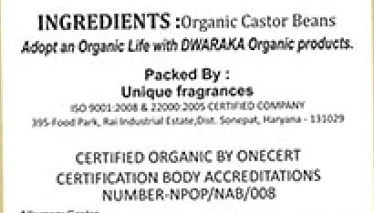 Dwaraka Organic - Cold Pressed Castor Oil, 16.9 Fl Oz, 500 ML, Healthy, Organic, Non GMO, All Natural