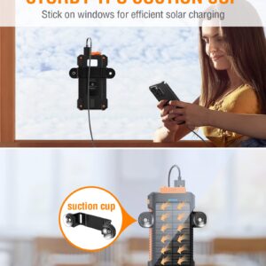 MetFut Solar Power Bank 38800mAh, Solar Charger with Suction Cup Mount Three Modes Flashlight-Steady/SOS/Strobe IPX7 Waterproof/Dustproof/Shockproof External Battery Pack 3 USB Charging Ports(Orange)