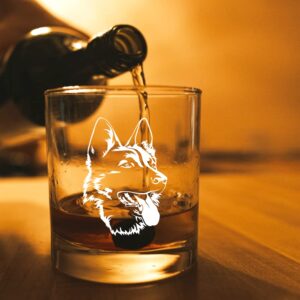 AGMdesign German shepherd Whiskey Glass, Dog Lover Gift for Him, Husband, Dad, Grandpa, Shepherd Glass, Shepherd Lover Gift, Gift for Dog Lover