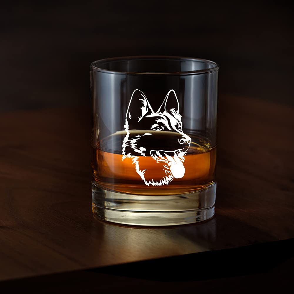 AGMdesign German shepherd Whiskey Glass, Dog Lover Gift for Him, Husband, Dad, Grandpa, Shepherd Glass, Shepherd Lover Gift, Gift for Dog Lover