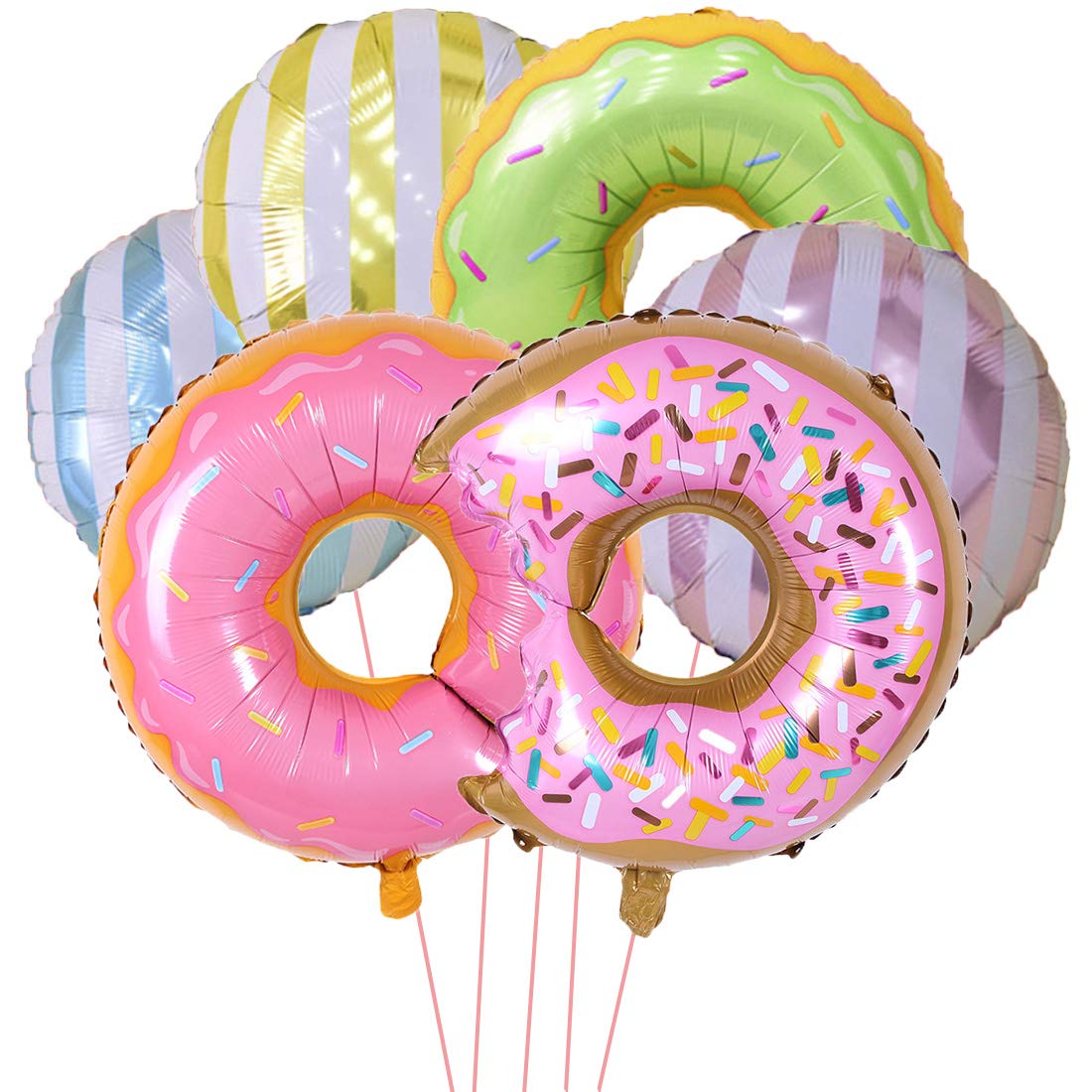 6PCS Big Donut Foil Balloons Large Mylar Doughnut Balloons for Birthday Party Wedding Decoration Baby Shower Donut Time