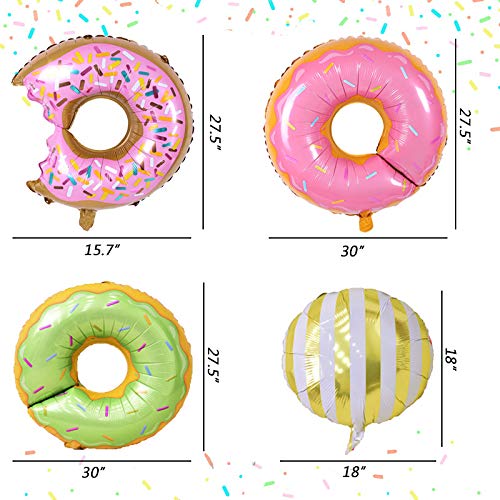 6PCS Big Donut Foil Balloons Large Mylar Doughnut Balloons for Birthday Party Wedding Decoration Baby Shower Donut Time