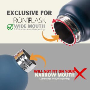 IRON °FLASK Spout Lid 2.0 for Wide Mouth, Insulated Sports Water Bottles fit only Bottles, Canteen Standard, Chug Lid, BPA Free 2 Lids (Graphite)