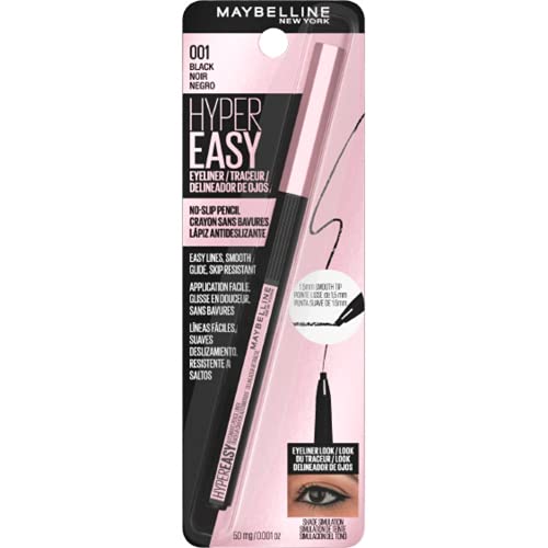 Maybelline New York Hyper Easy No Slip Pencil Eyeliner Makeup, Black, 0.001 oz.