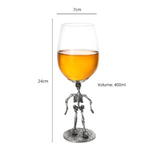 The Wine Savant Stemmed Skeleton Wine Glass Set of 2 12oz Skeleton Glasses 10" H, Goth Gifts, Skeleton Gifts, Skeleton Decor, Spooky Wine Gift Set, Perfect for Themed Parties!