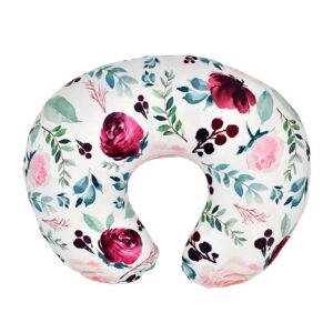 Nursing Pillow Covers for Baby Girl, 2 Pack Nursing Pillow Slipcovers for Breastfeeding Moms, Soft and Stretchy Safely Breastfeeding Pillow Cover for Infant(Floral)