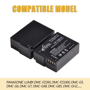 Pickle Power DMW-BLC12 DMW-BLC12E DMW-BLC12PP Battery and Charger Set for Panasonic Lumix DMC-FZ1000 DMC-FZ200 DMC-FZ2500 DMC-G6 DMC-G7 DMC-G5 DMC-GX8 DMC-G85 DMC-GH2