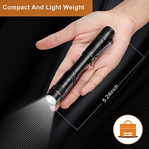 Honoson 6 Pieces LED Pen Light Flashlight Small Mini Flashlight Pocket Light Penlight with Clip Compact Torch for Inspection Work and Repair