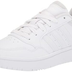 adidas Women's Hoops 3.0 Low Top Basketball Shoe, White/White/Dash Grey, 8