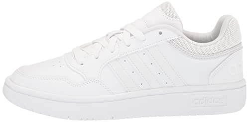 adidas Women's Hoops 3.0 Low Top Basketball Shoe, White/White/Dash Grey, 8