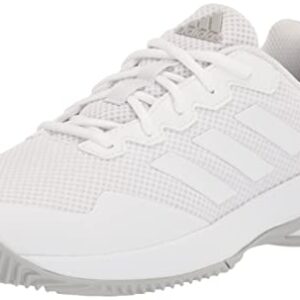 adidas womens Gamecourt 2 Tennis Shoe, White/White/Grey, 7.5 US