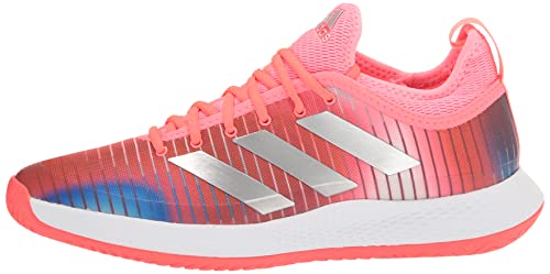 adidas Women's Defiant Generation Tennis Shoe, Turbo/Silver Metallic/White, 7.5