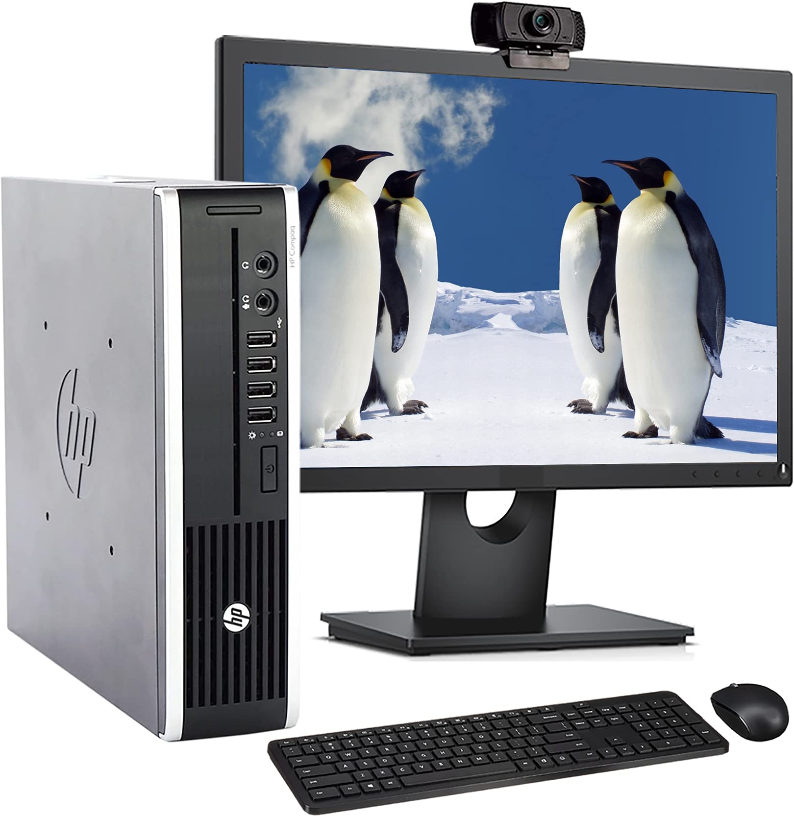 HP 8300 USFF Computer Desktop PC, Intel Core i5 3.2GHz Processor, 8GB Ram, 500GB Hard Drive, WiFi | Bluetooth, 1080p Webcam, Wireless Keyboard & Mouse, 19 Inch Monitor, Windows 10 (Renewed)