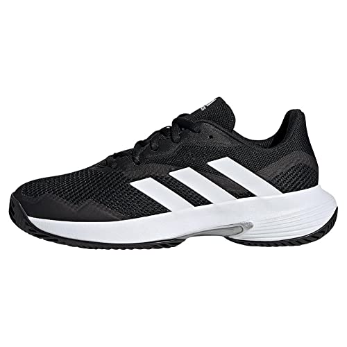 adidas Women's CourtJam Control Tennis Shoe, Core Black/White/Silver Metallic, 8.5