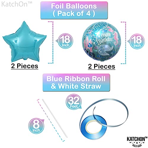 KatchOn, Big Mermaid 4th Birthday Decorations Set - Pack of 8 | Mermaid Birthday Decorations For Girls 4 | Mermaid Balloons Decoration | Mermaid Party Decorations 4th Birthday | Mermaid Party Supplies