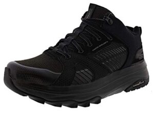 skechers womens max cushioning trail hiking and trail running sneaker, black/black, 8.5